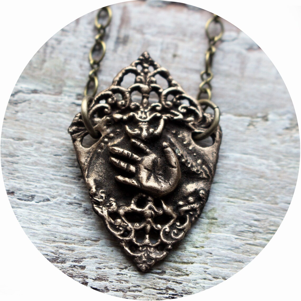 Helping Hand Neo Victorian Filigree Necklace - Etsy