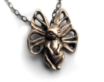 Bat Bunny Pendant Bronze Sculpture | Etsy