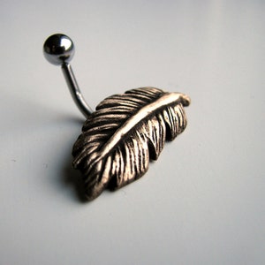 Feather Belly Button Ring, Titanium or Surgical Steel Bar - Etsy
