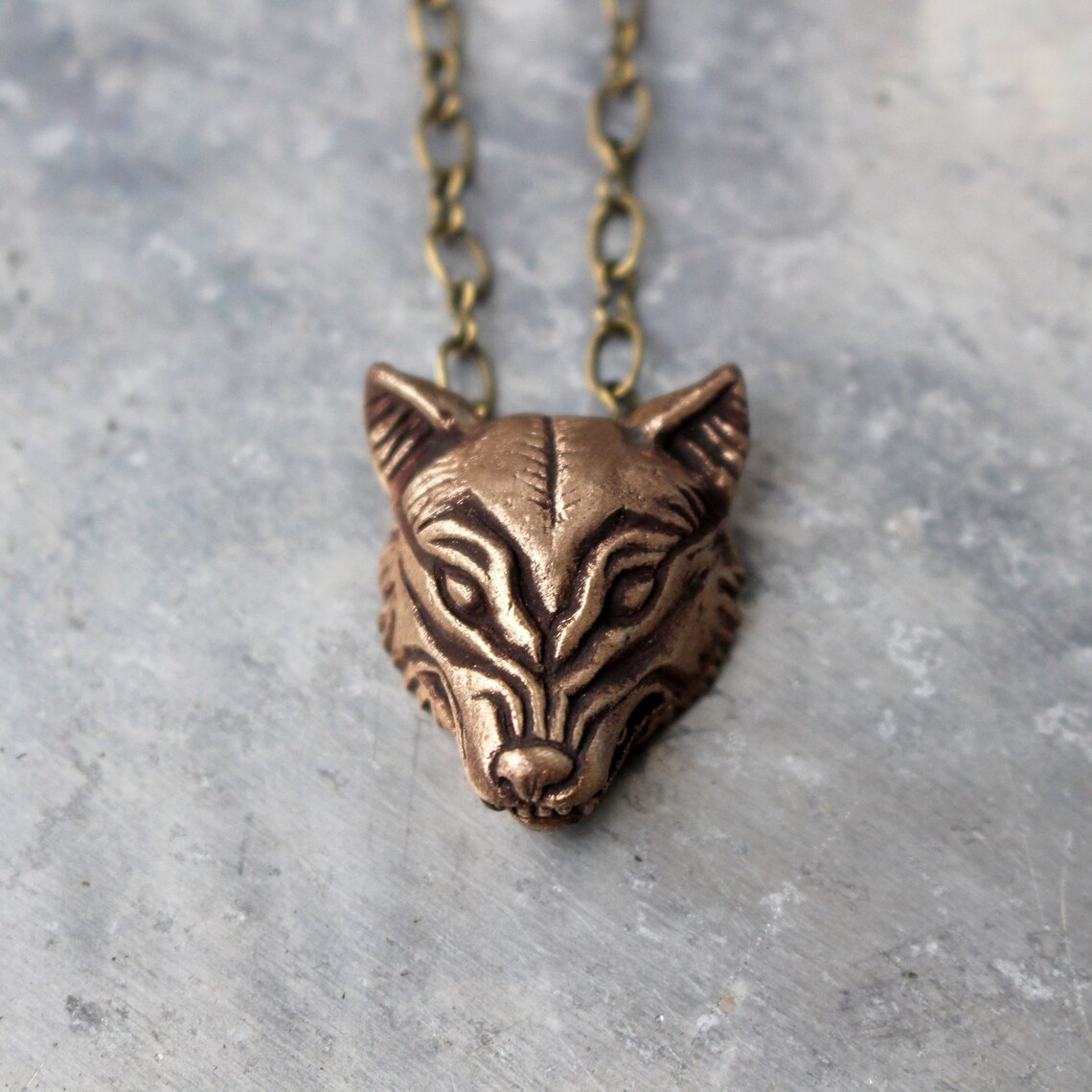 Bronze Wolf Pendant - Etsy