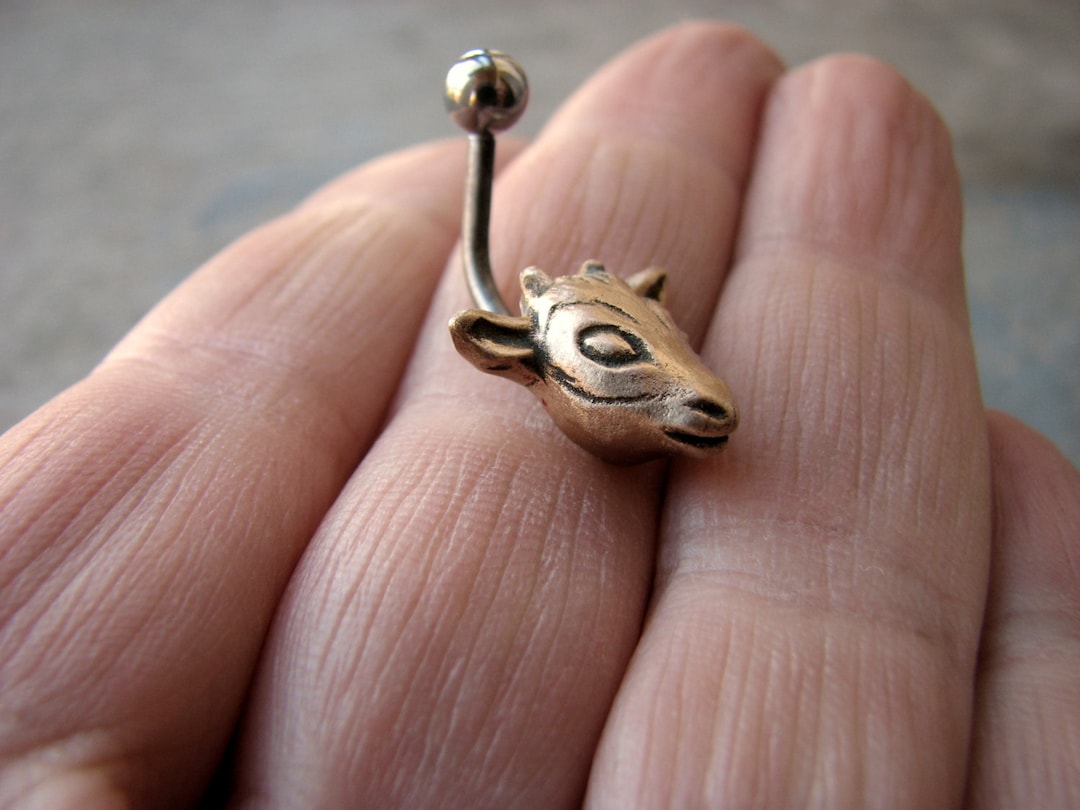 Goat Head Naval Piercing Jewelry,titanium or Surgical Steel Bar - Etsy