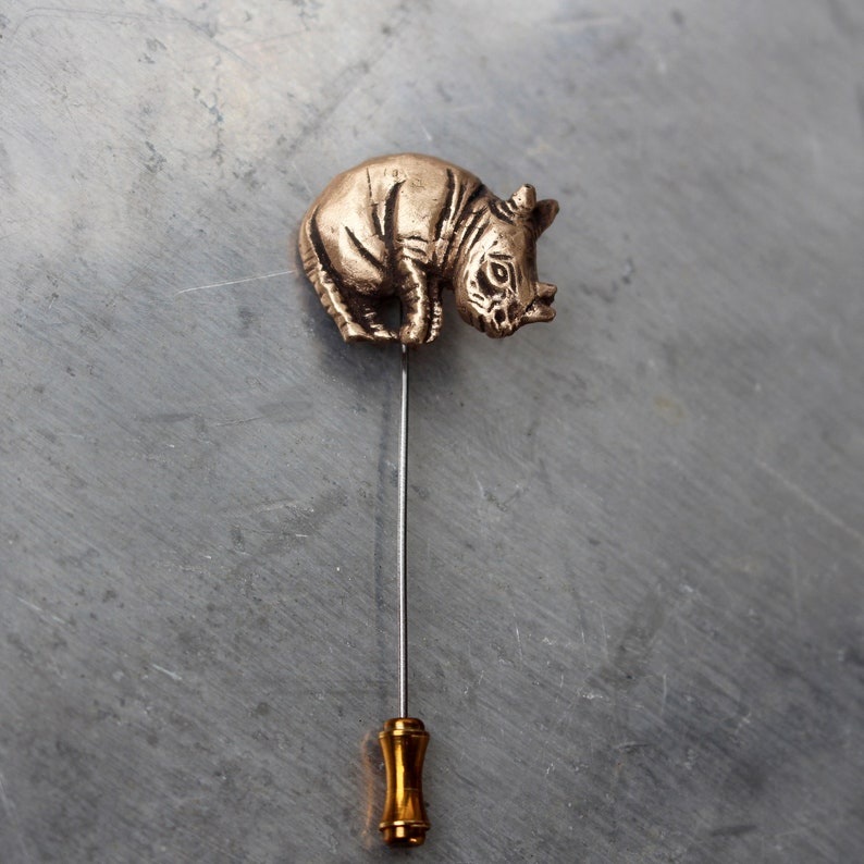 Rhinoceros Stick Pin African Wildlife | Etsy