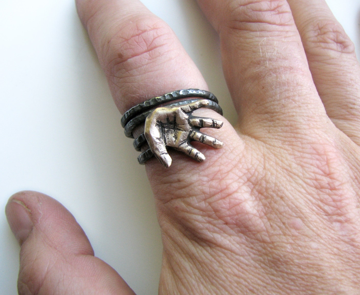 Unique Mens Ring Hand Sculpture - Etsy
