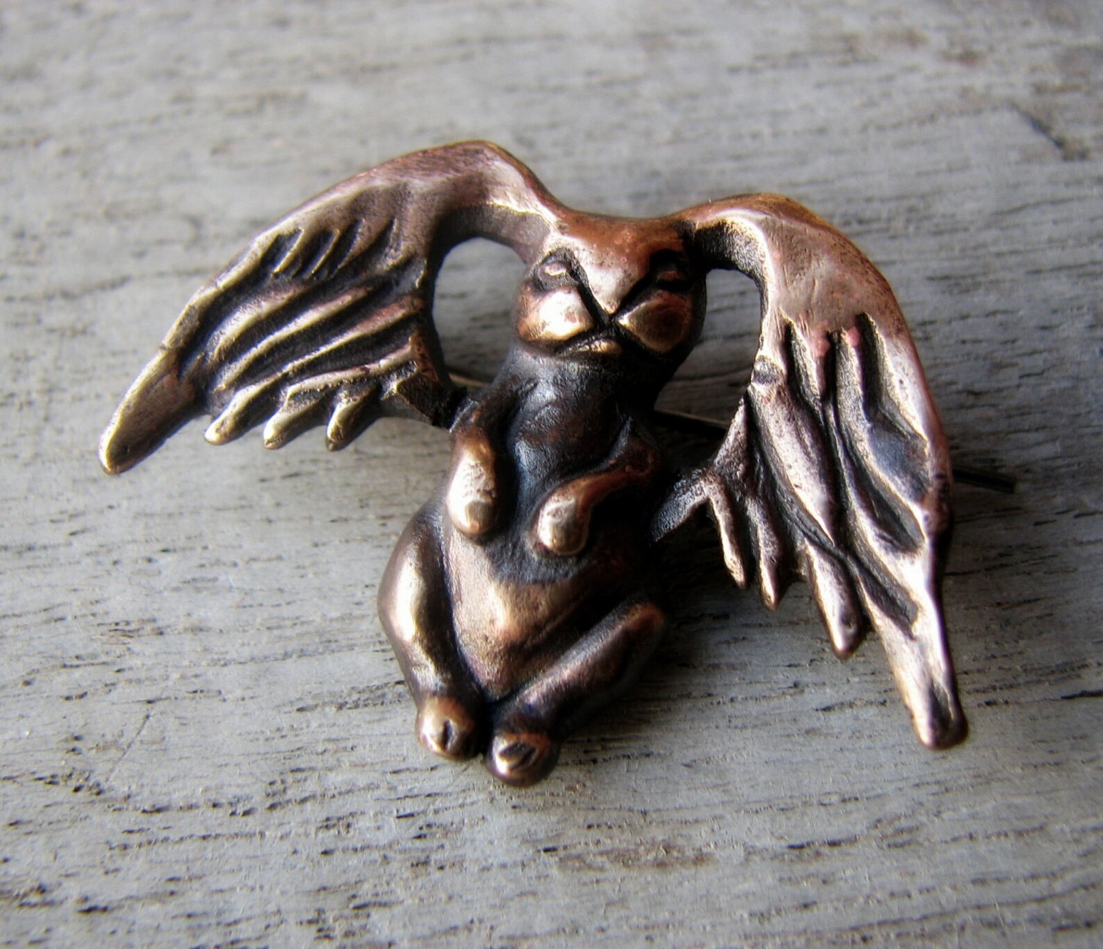 Winged Brooch Bunny Rabbit Bronze Sculpture - Etsy