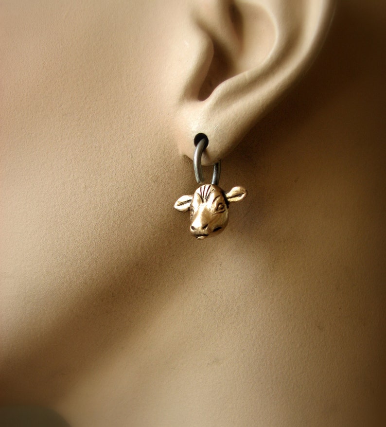 Cow Earrings for Stretched Piercings 14 Gauge 12 Gauge | Etsy