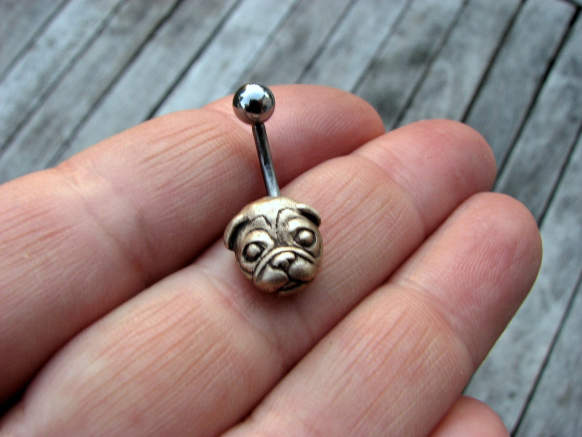 Pug Dog Belly Button Jewelry, Titanium or Surgical Steel Bar - Etsy