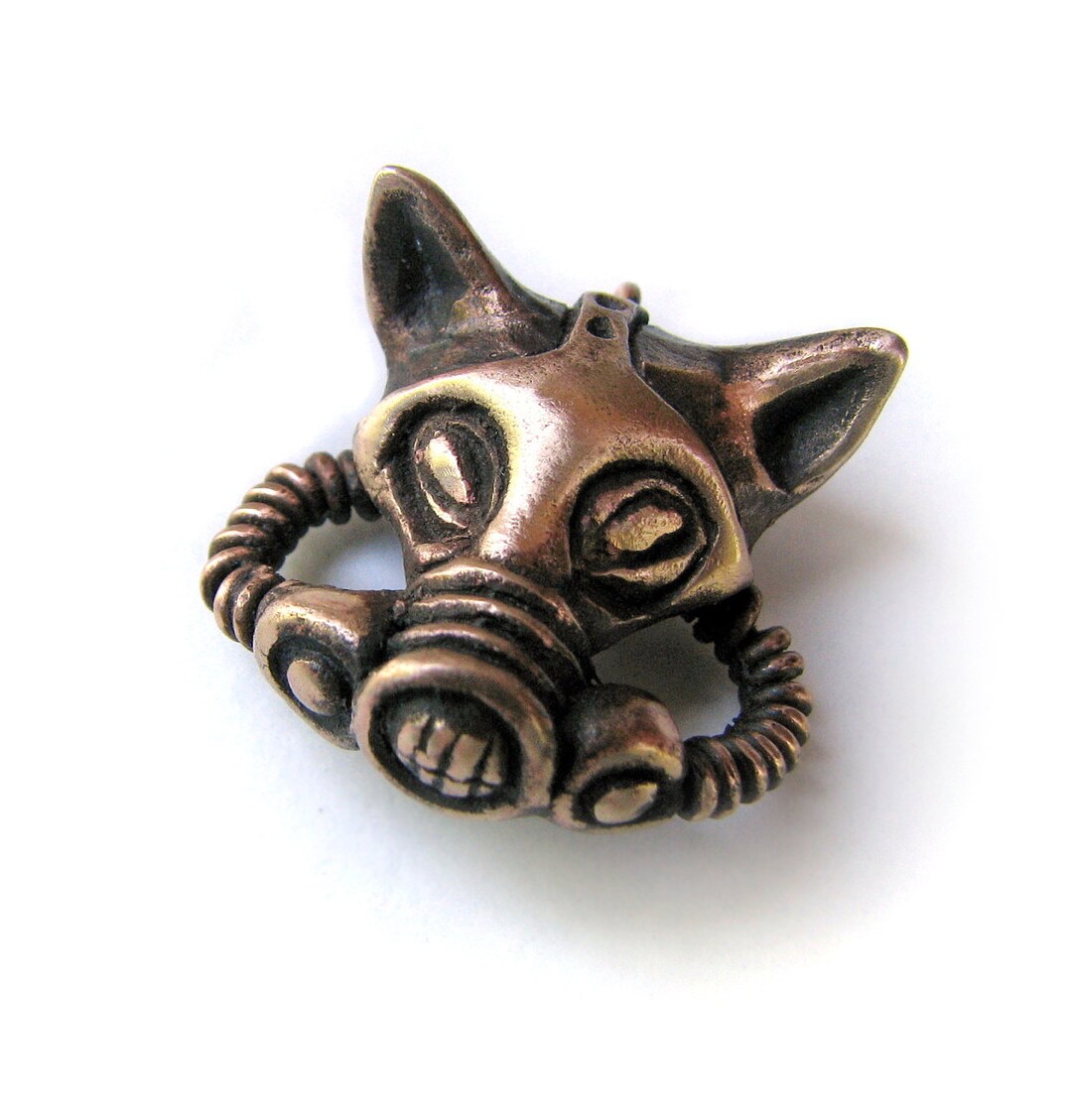 Bronze Cat Gas Mask Pendant - Etsy