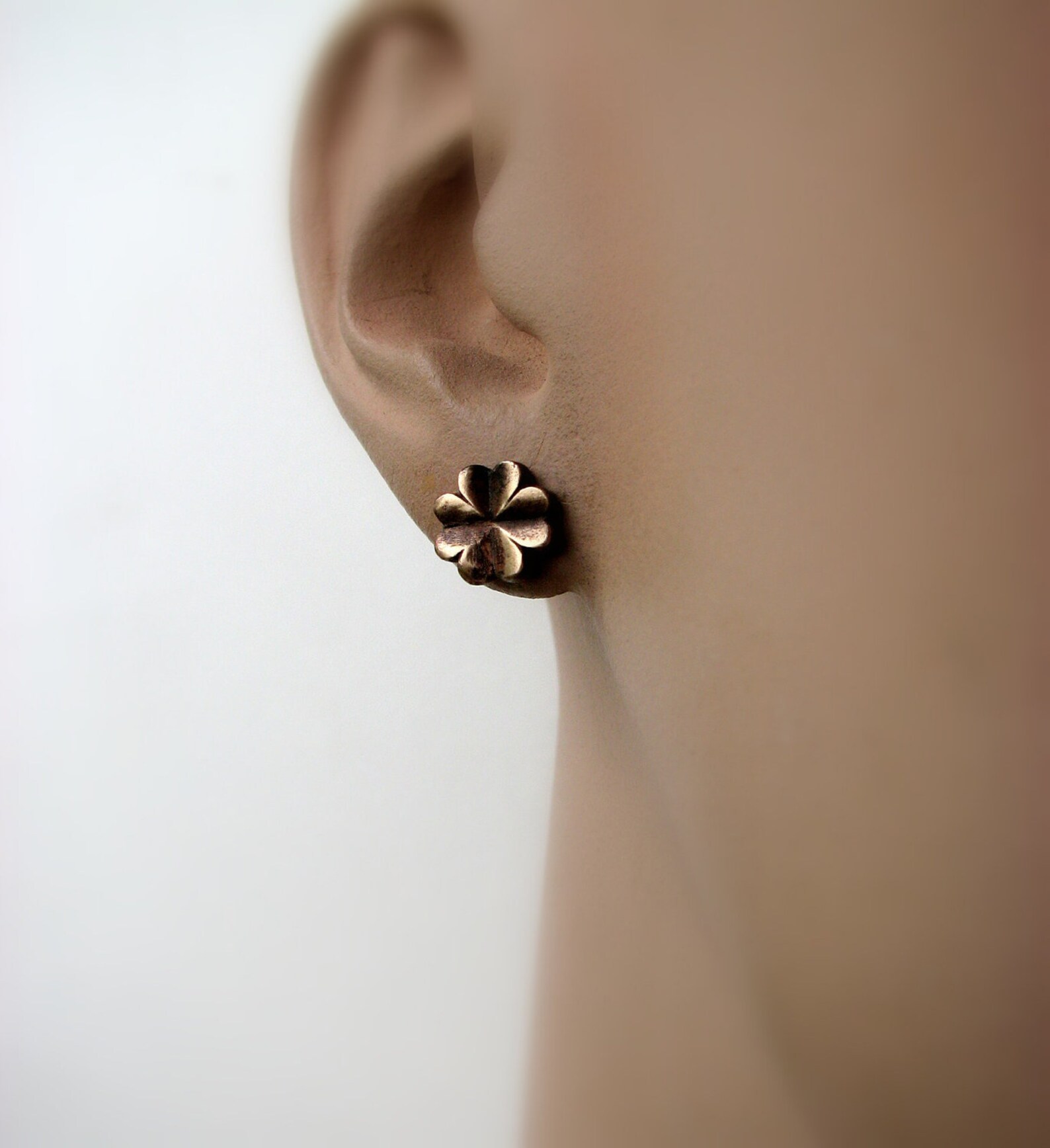 Four Leaf Clover Earrings Bronze and Titanium Earrings - Etsy