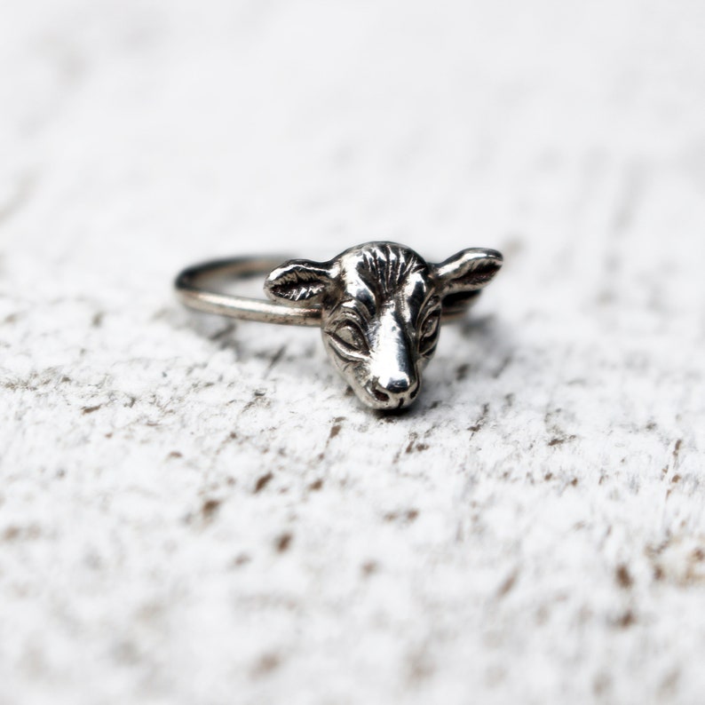 Sterling Silver Cow Ring | Etsy