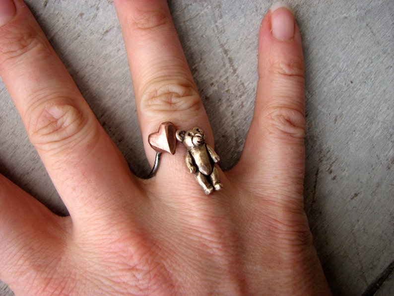 Teddy bear valentine ring | Etsy