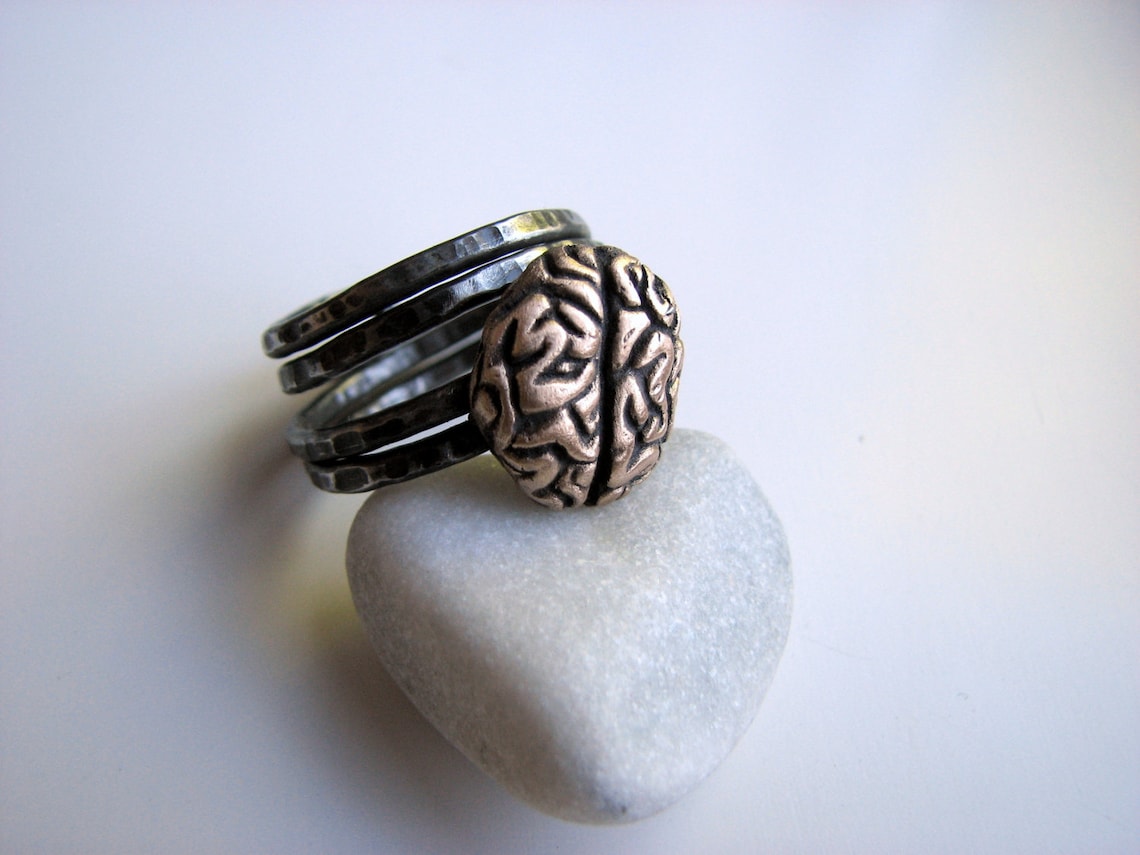 Unique Mens Brain Ring Adjustable Stainless Steel - Etsy