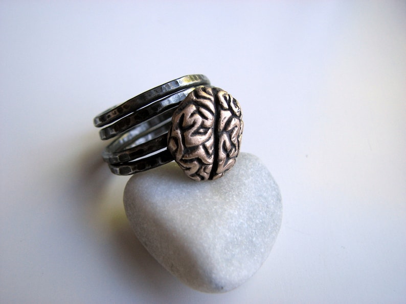 Unique Mens Brain Ring Adjustable Stainless Steel - Etsy