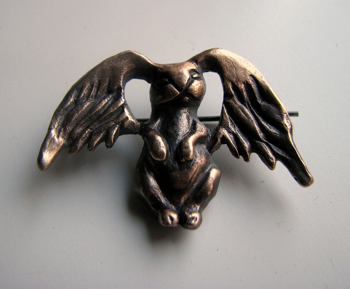 Winged Brooch Bunny Rabbit Bronze Sculpture - Etsy