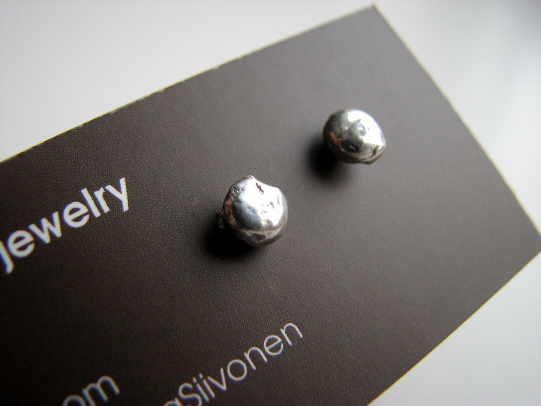 Titanium Earrings Rough Ecofriendly Silver Nuggets - Etsy