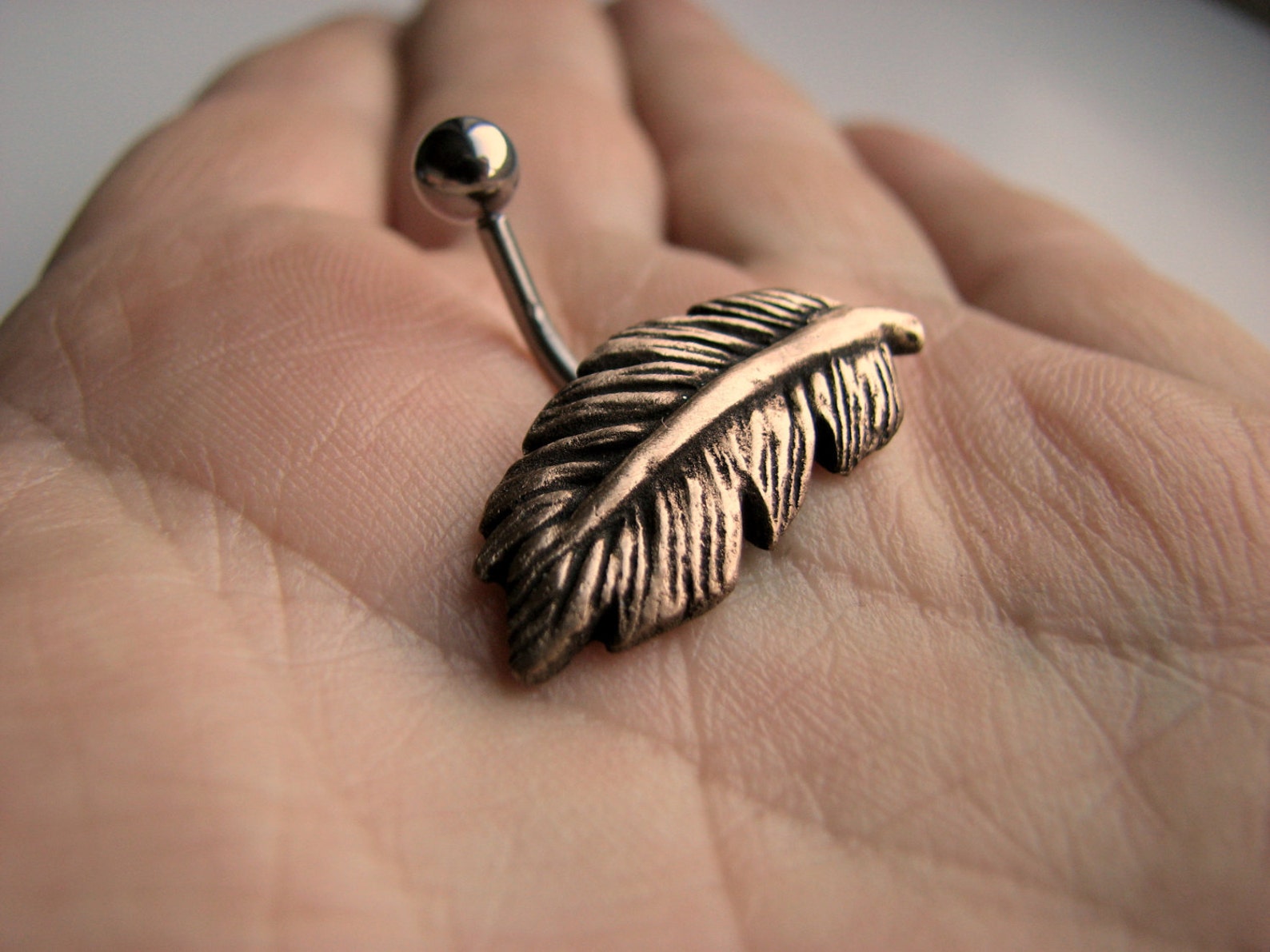 Feather Belly Button Ring, Titanium or Surgical Steel Bar - Etsy