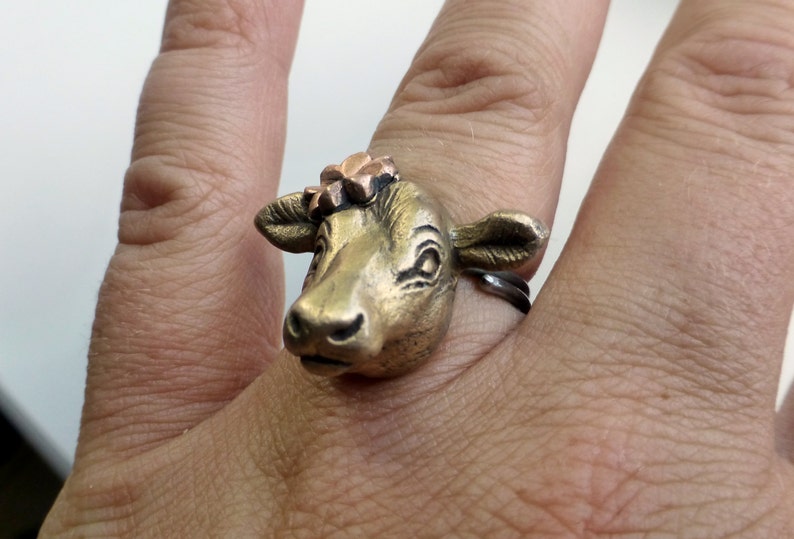 Cow Head Ring - Etsy