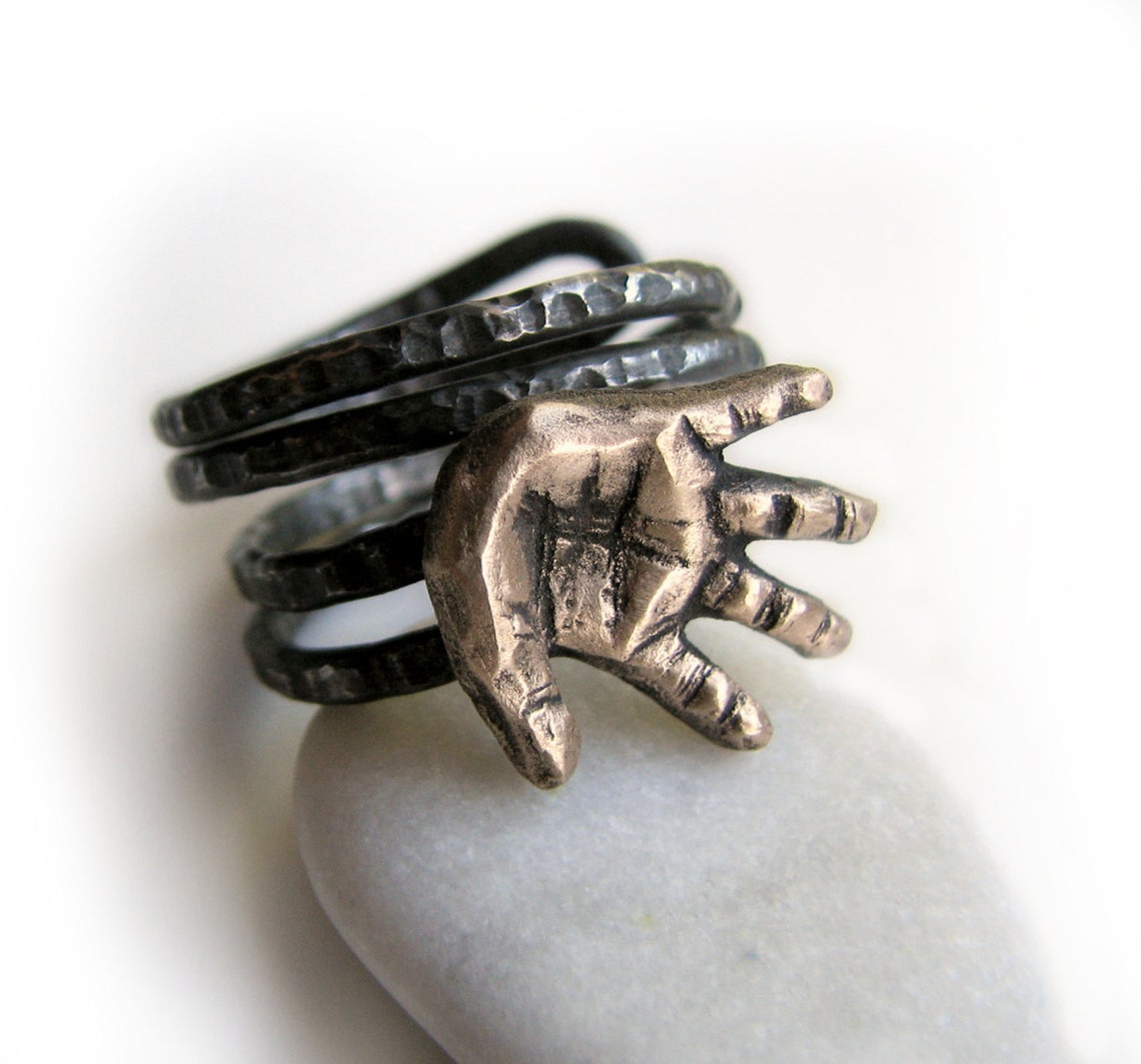 Unique Mens Ring Hand Sculpture - Etsy