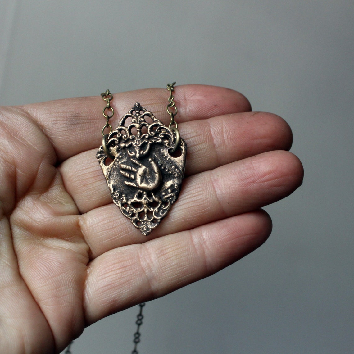 Helping Hand Neo Victorian Filigree Necklace - Etsy