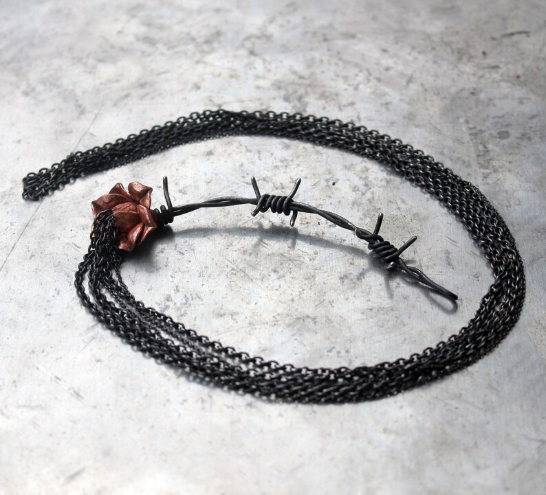 Barbed Wire Rose Necklace - Etsy