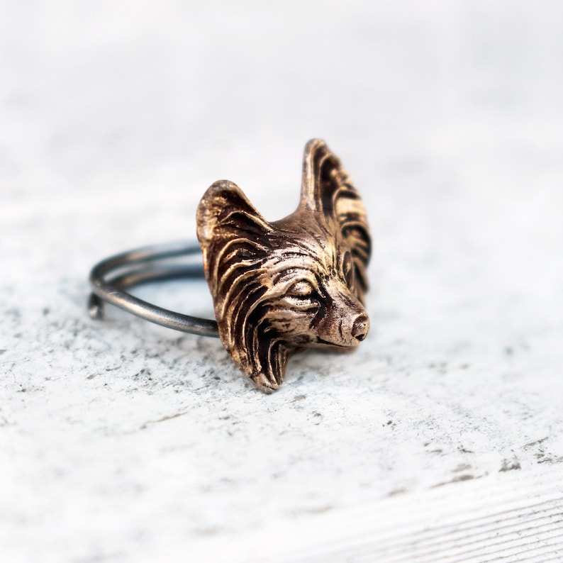 Papillon Dog Head Ring - Etsy