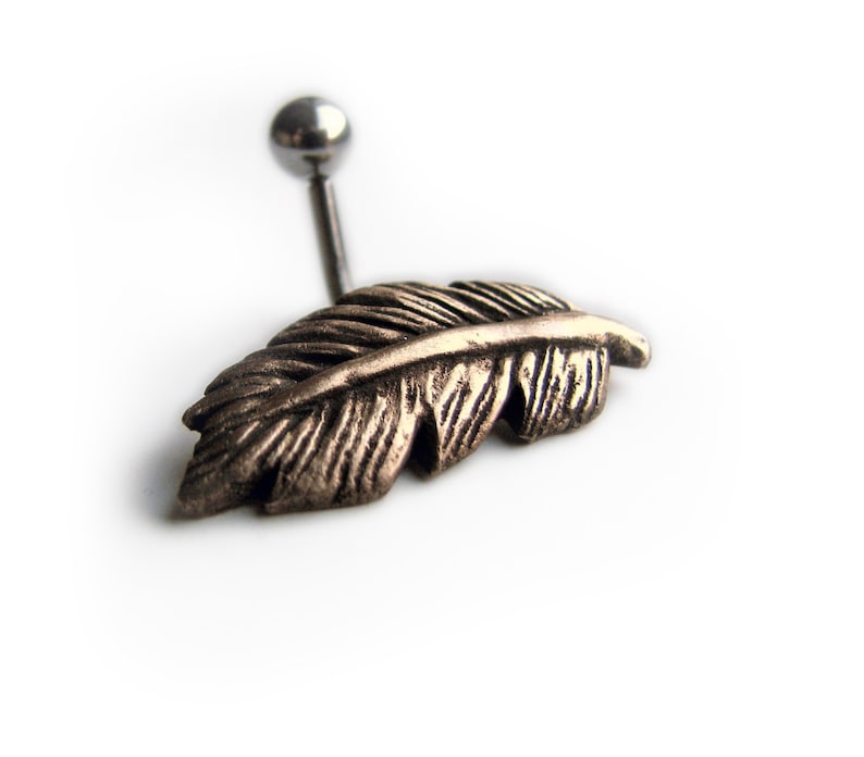 Feather Belly Button Ring, Titanium or Surgical Steel Bar - Etsy