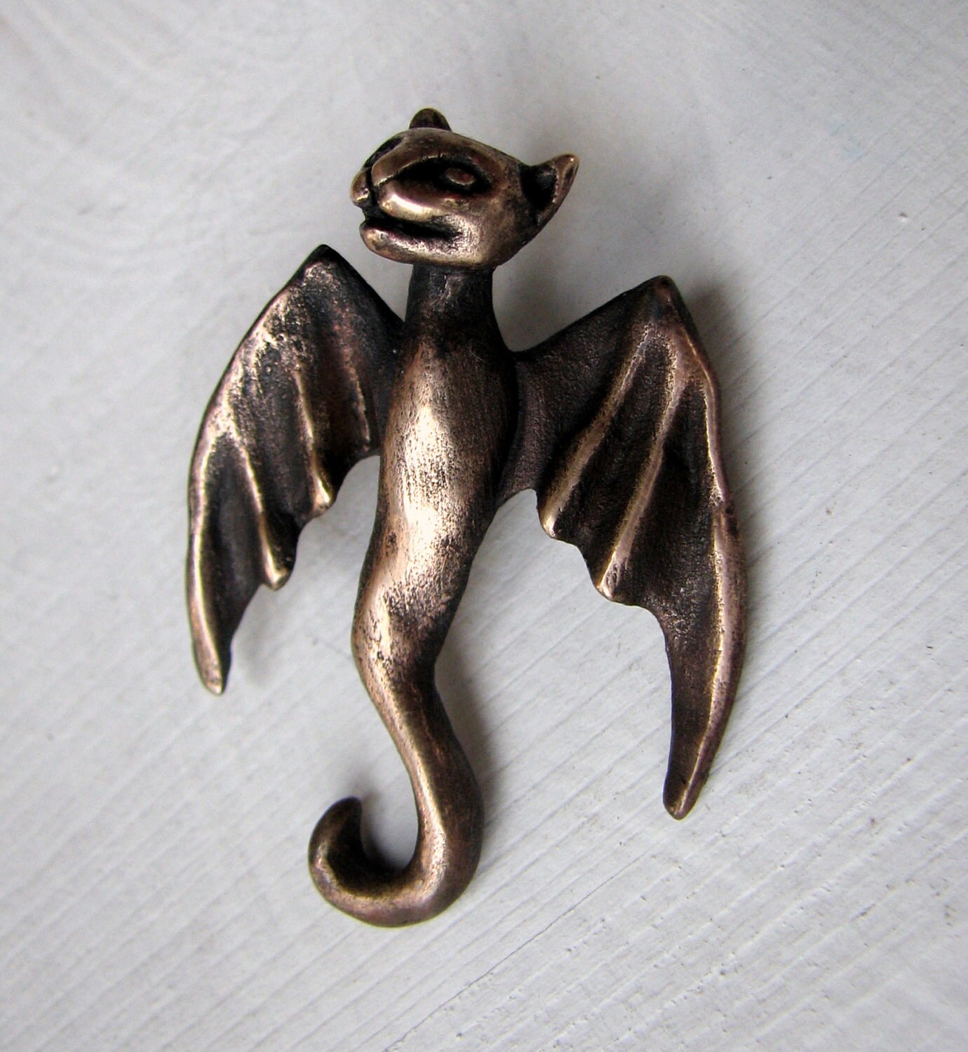 Bat Cat Pendant Bronze Sculpture - Etsy