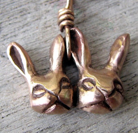 Bunny rabbit bronze sculpture pendant | Etsy