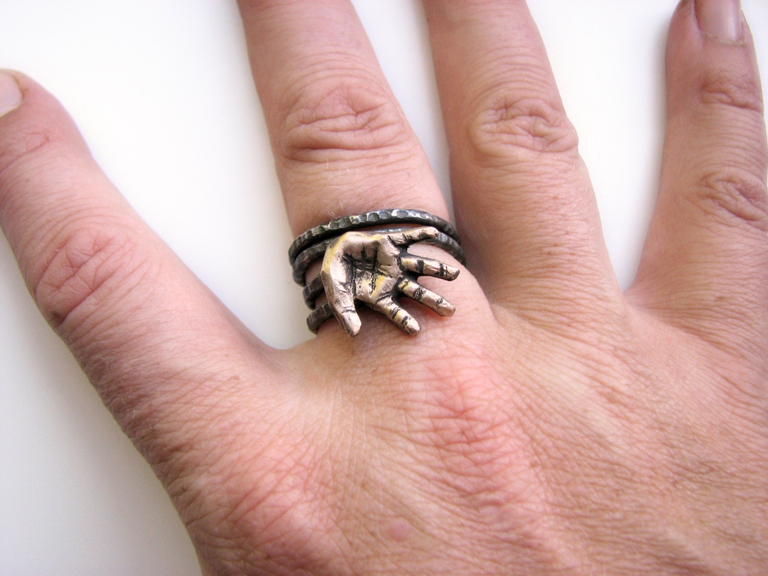 Unique Mens Ring Hand Sculpture - Etsy