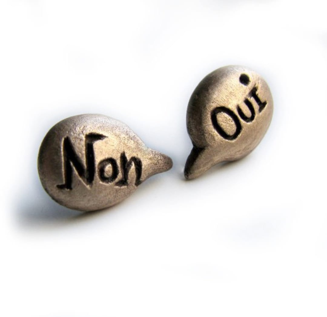 Speech Bubble Earrings Non Oui Cartoon Bronze and Titanium - Etsy