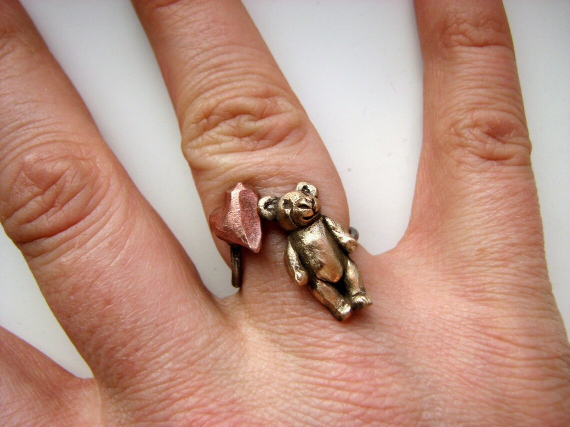 Teddy bear valentine ring | Etsy