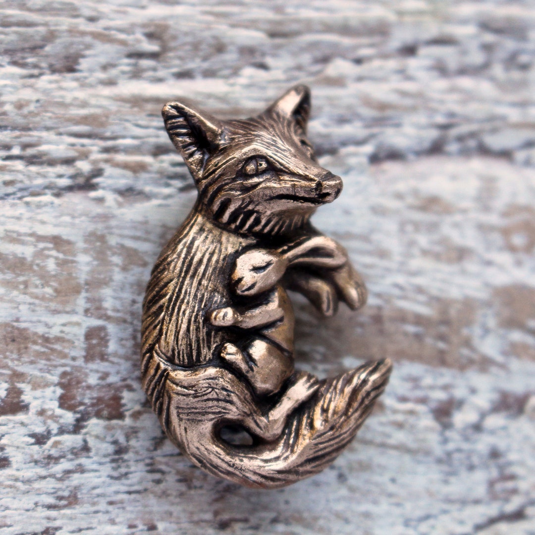 Fox and Rabbit Brooch, Personalized, Fairy Tale Love - Etsy