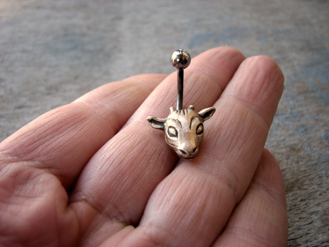 Goat Head Naval Piercing Jewelry,titanium or Surgical Steel Bar - Etsy