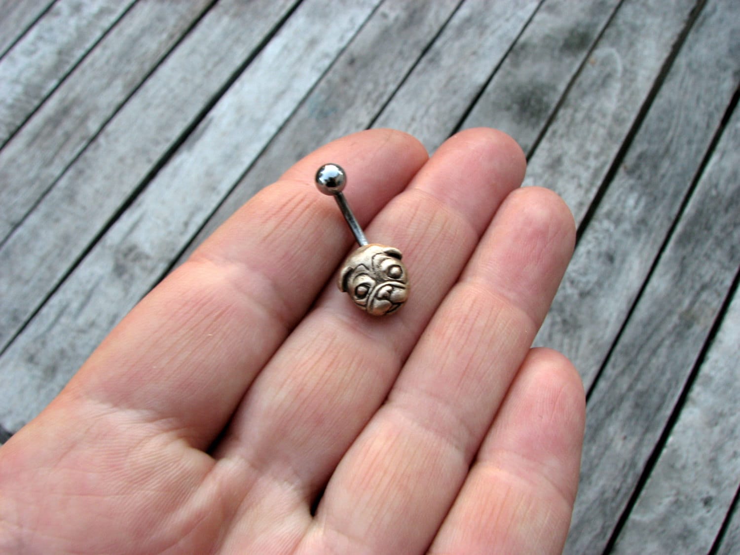 Pug Dog Belly Button Jewelry, Titanium or Surgical Steel Bar - Etsy