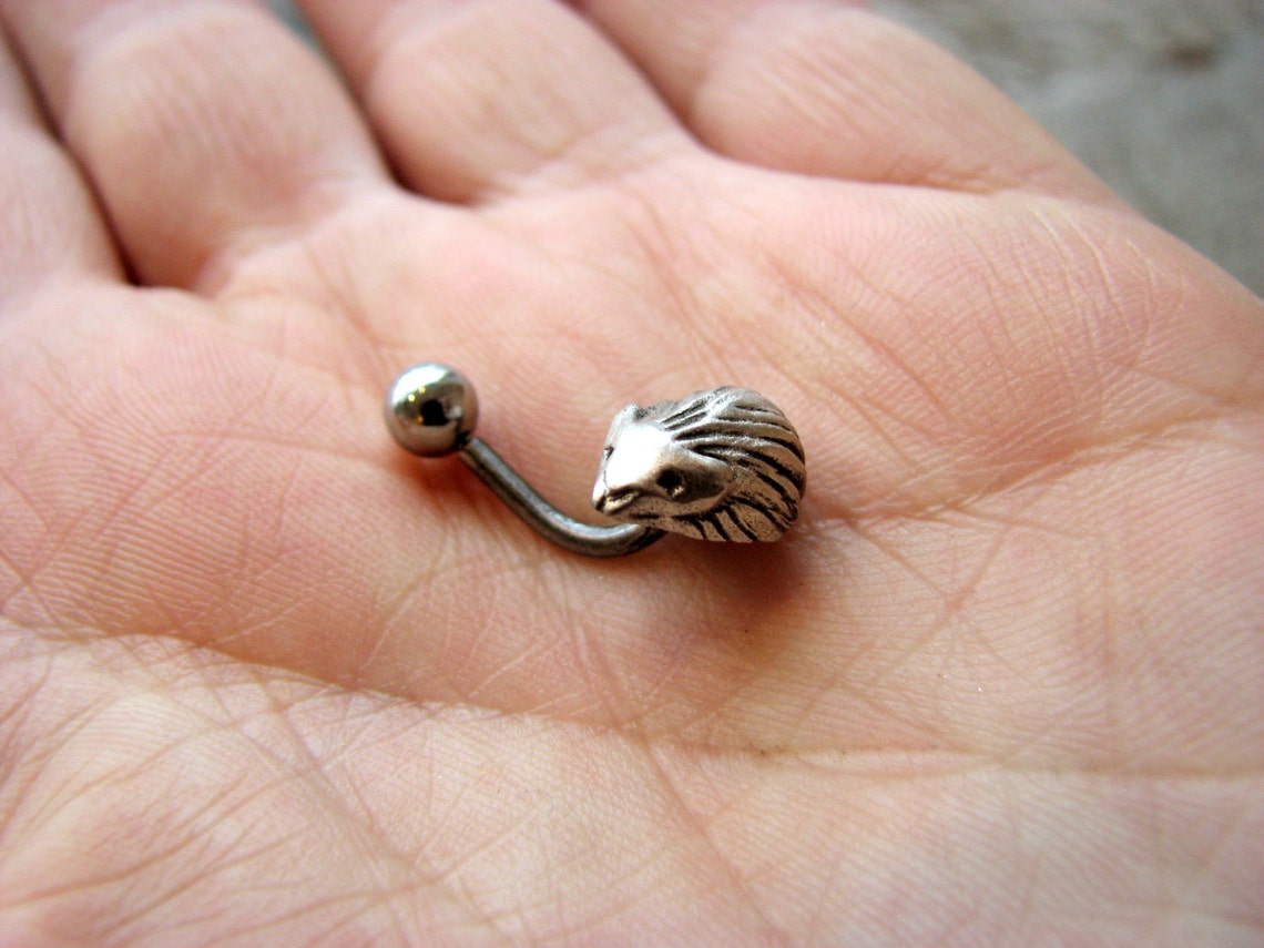 Hedgehog Belly Button Ring White Bronze - Etsy