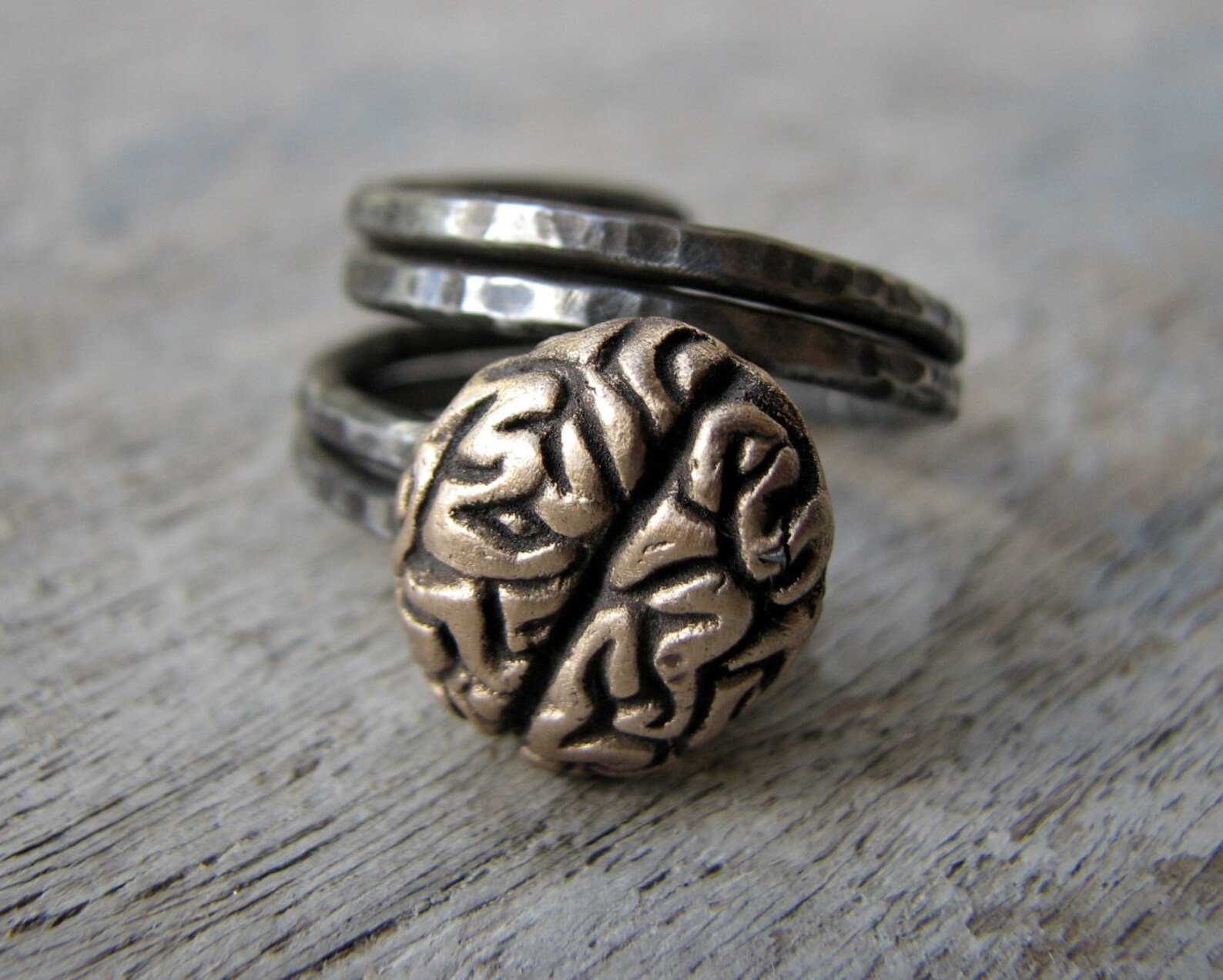 Unique Mens Brain Ring Adjustable Stainless Steel - Etsy