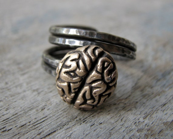 Unique Mens Brain Ring Adjustable Stainless Steel - Etsy