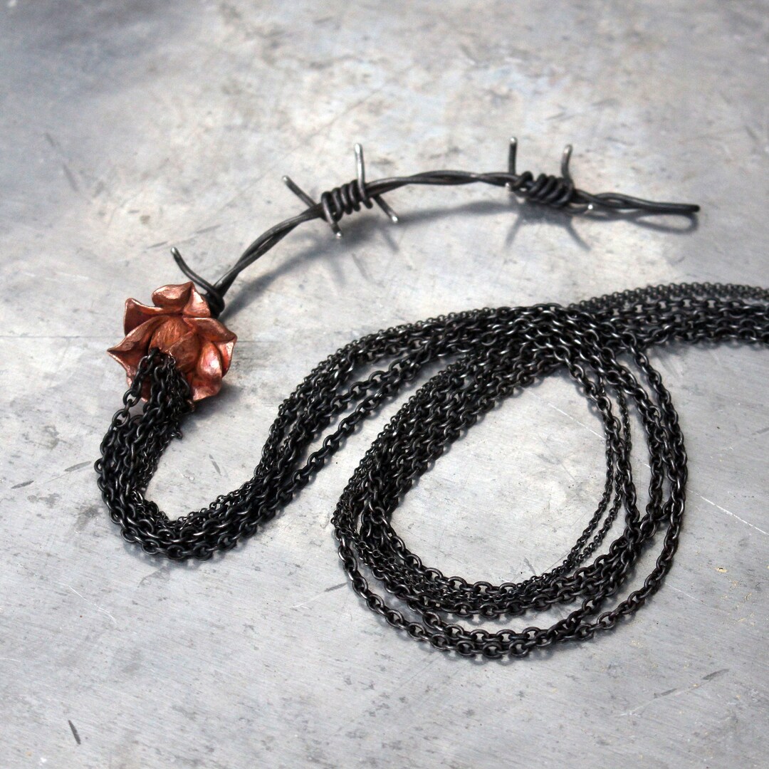 Barbed Wire Rose Necklace - Etsy