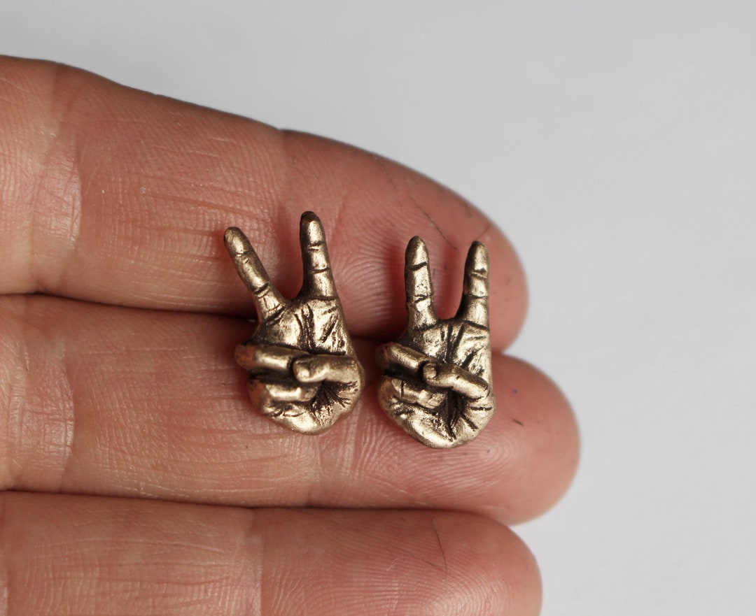 V is for Victory Hand Titanium Earrings - Etsy