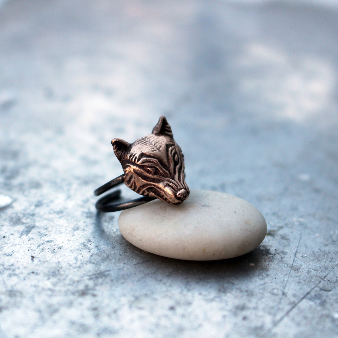 Anillo de cabeza de lobo gruñendo | Etsy