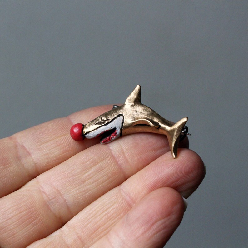 Sharky the Clown. Shark Disguised as a Clownfish Brooch Pin - Etsy