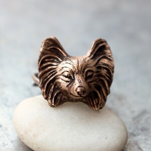 Papillon Dog Head Ring - Etsy
