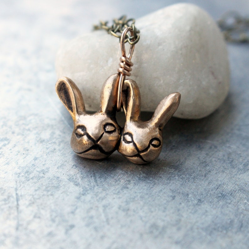 Bunny Rabbit Bronze Sculpture Pendant | Etsy
