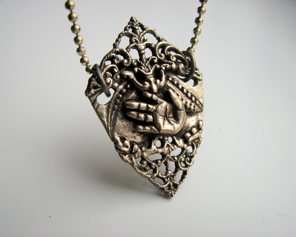 Helping Hand Neo Victorian Filigree Necklace - Etsy