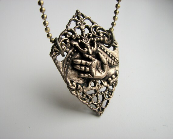 Helping Hand Neo Victorian Filigree Necklace | Etsy