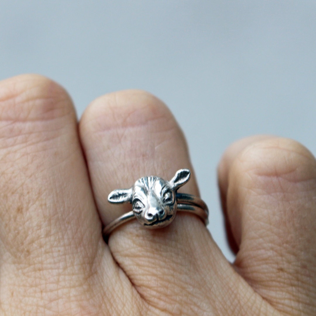Sterling Silver Cow Ring - Etsy
