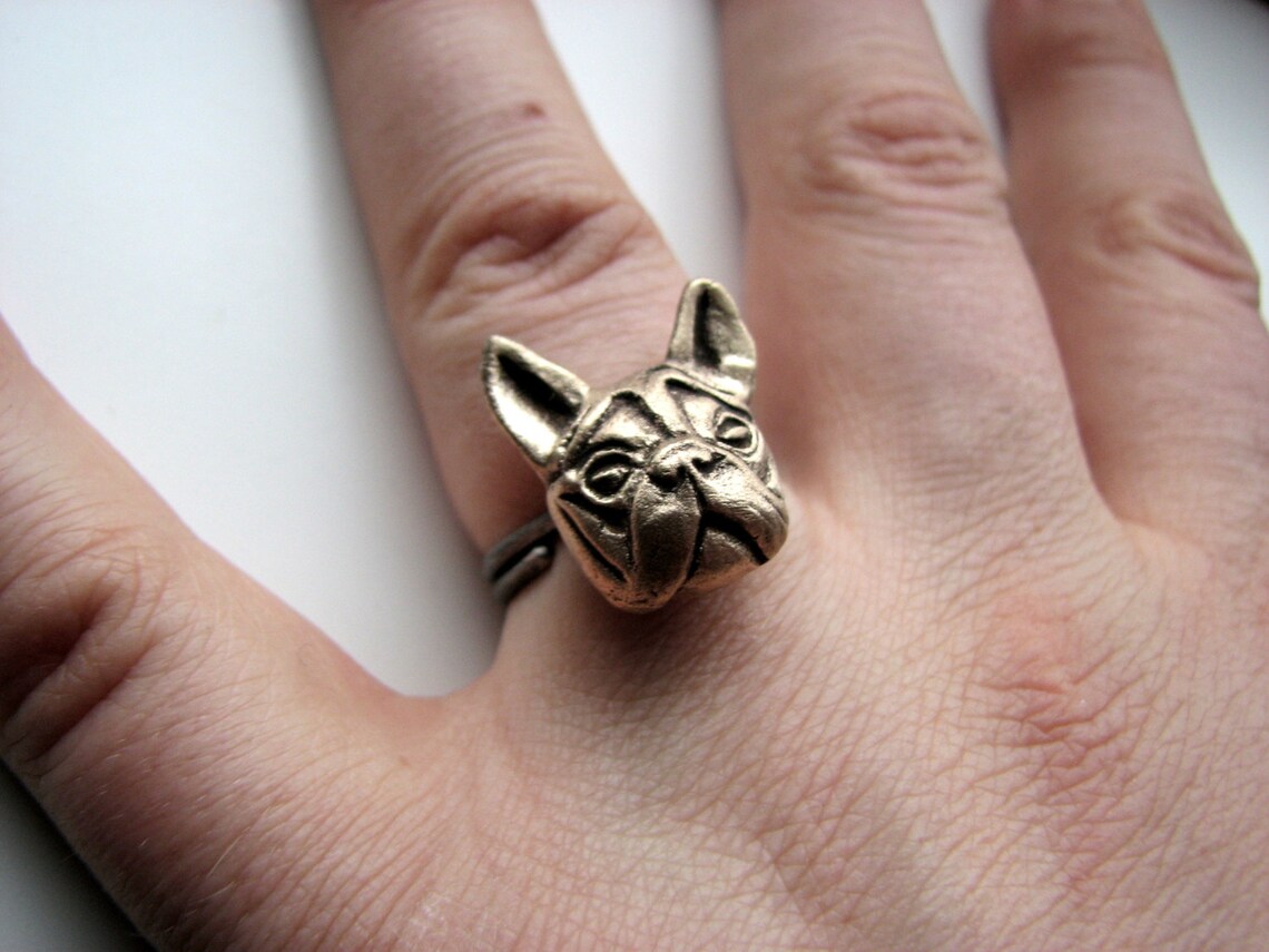 French bulldog head ring | Etsy