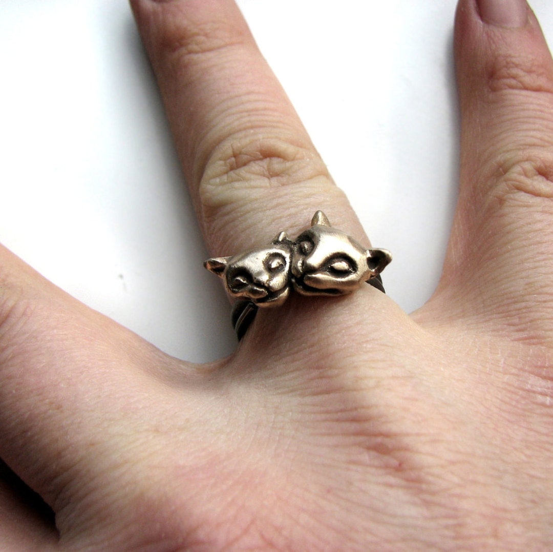Cat Ring Bronze and Stainless Steel - Etsy