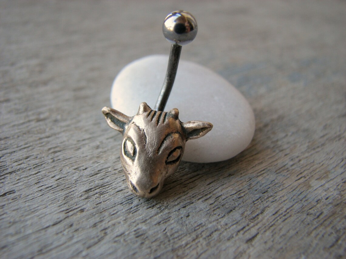 Goat Head Naval Piercing Jewelry,titanium or Surgical Steel Bar - Etsy
