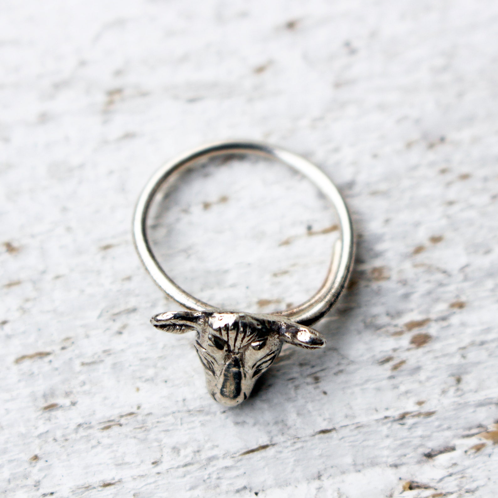 Sterling Silver Cow Ring - Etsy