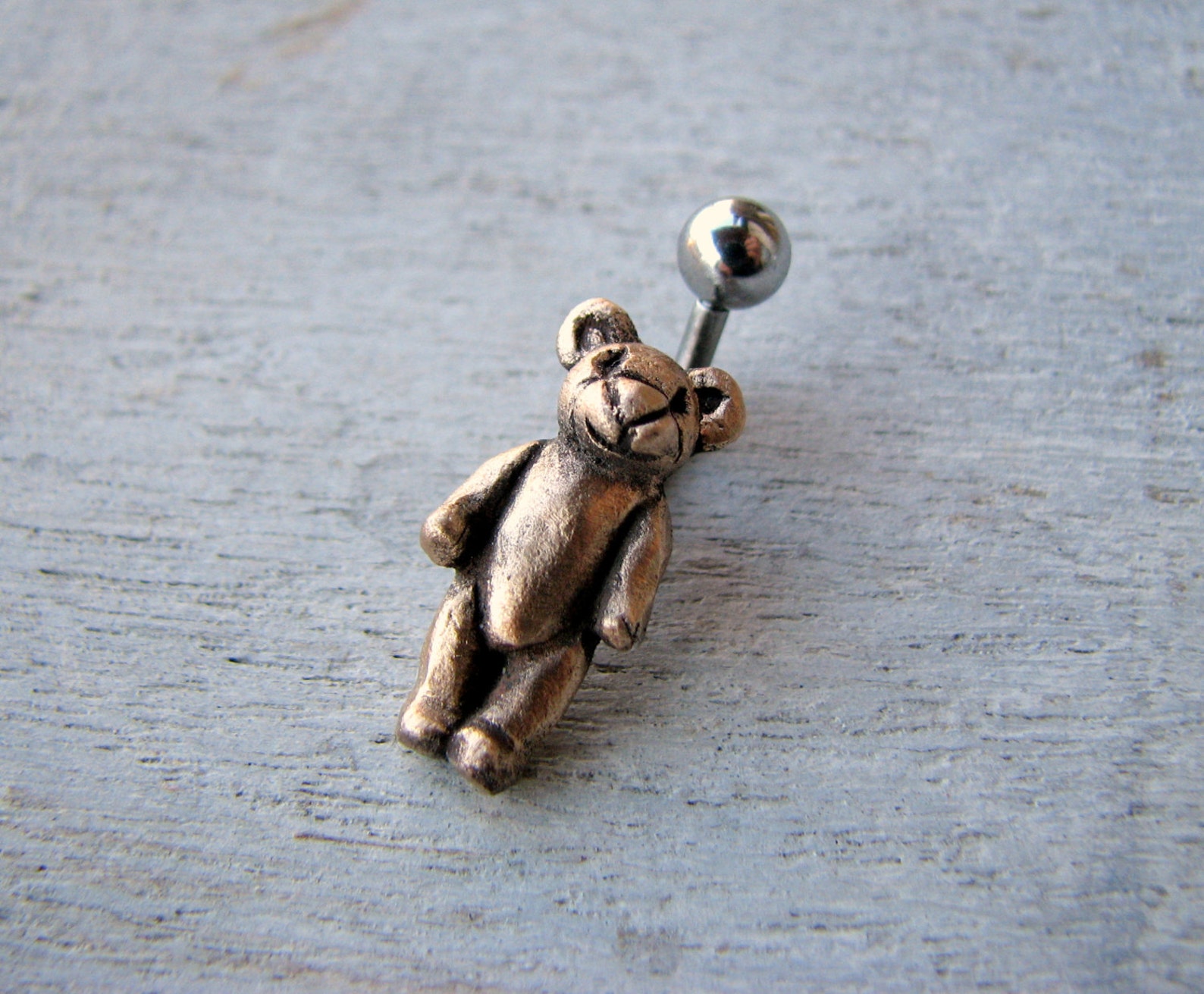 Teddy Bear Belly Button Ring, Titanium or Surgical Steel Bar - Etsy